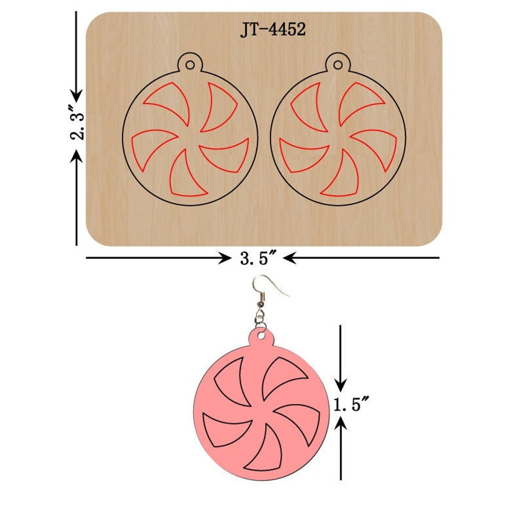 Cut & Emboss Leather Earring Die, 1.5 INCH, Candy Cane Swirl Embossing ...