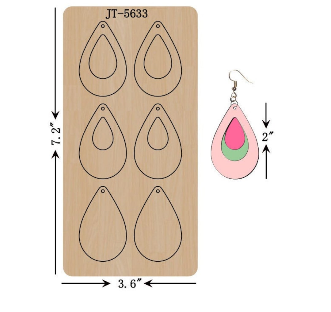 Stacked Teardrop Leather Earring Cutting Die, 2-inch, Sizzix Compatible ...