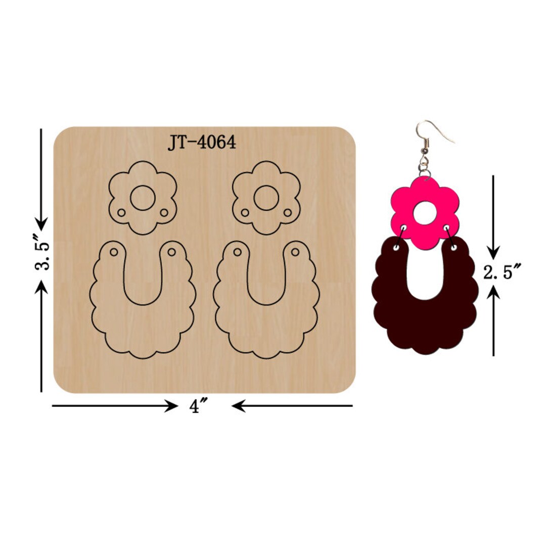 Leather Earring Cutting Die, 2.5 INCH, Scalloped Flower Earring Die ...