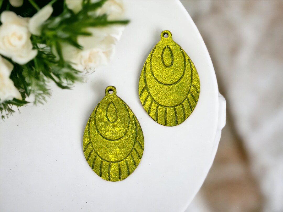Embossed Deco Teardrop Leather Earring Die, 2 INCH, Orange Foam, Sizzix ...