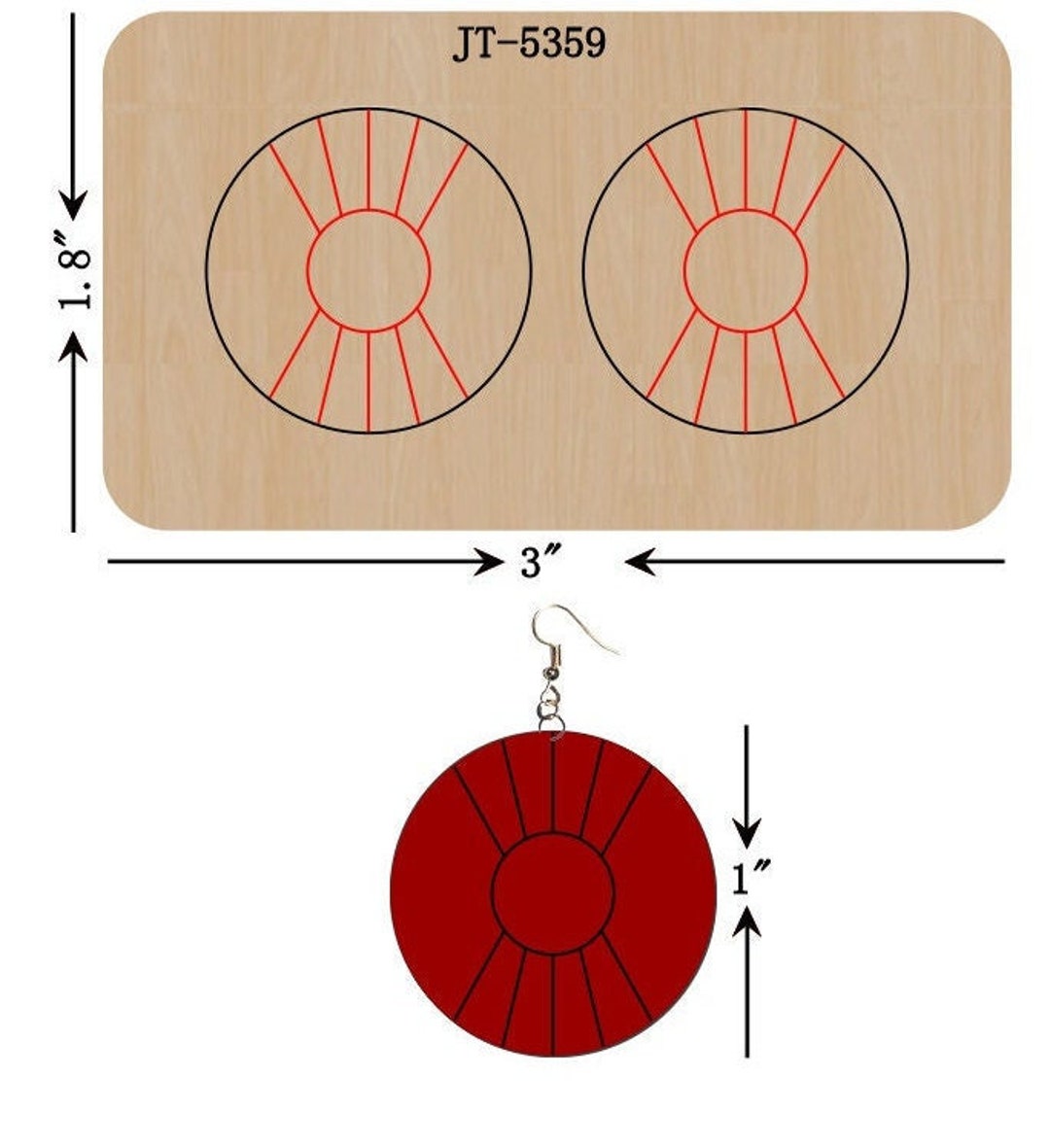 Embossed Sunray Leather Earring Die, 1-inch, Sizzix Compatible, JT5359 ...