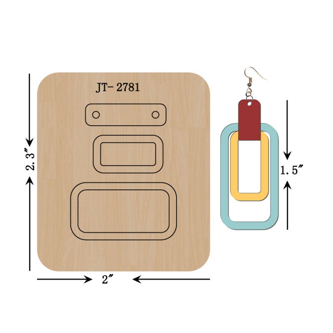 Leather Earring Cutting Die, 1.5 INCH, Minimalist Rectangle Earring Die ...