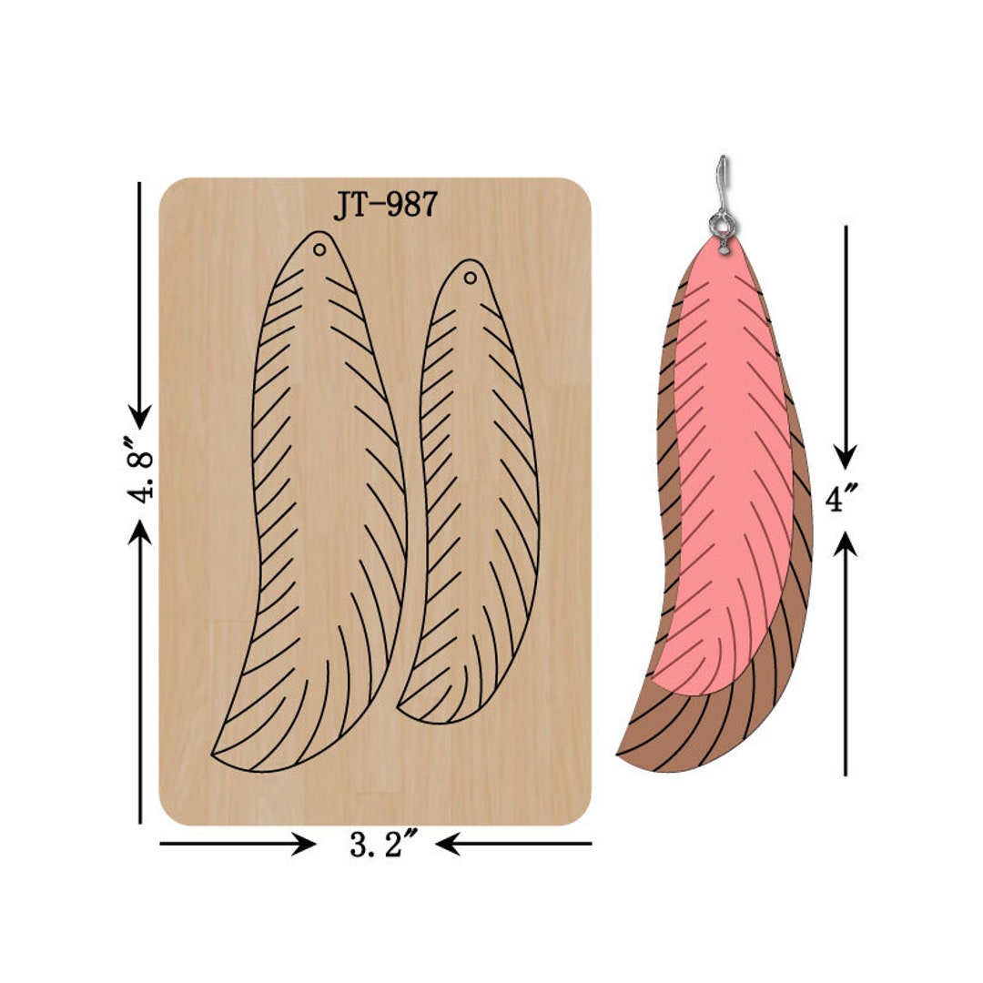 Leather Earring Cutting Die, 4 INCH, Long Feather Earring Die, Sizzix ...