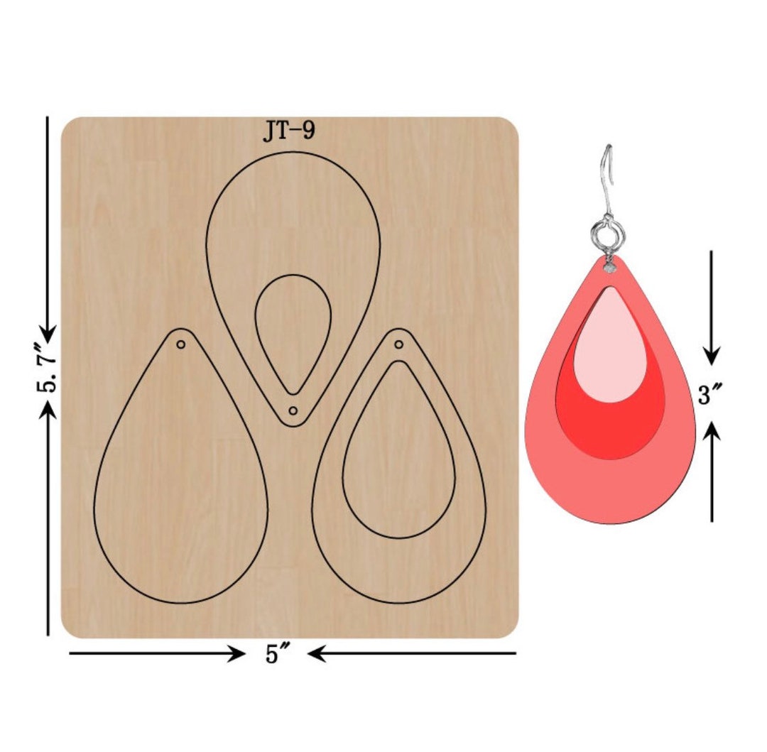Leather Earring Cutting Die,3 INCH, Teardrop Cutout Earring Die ...