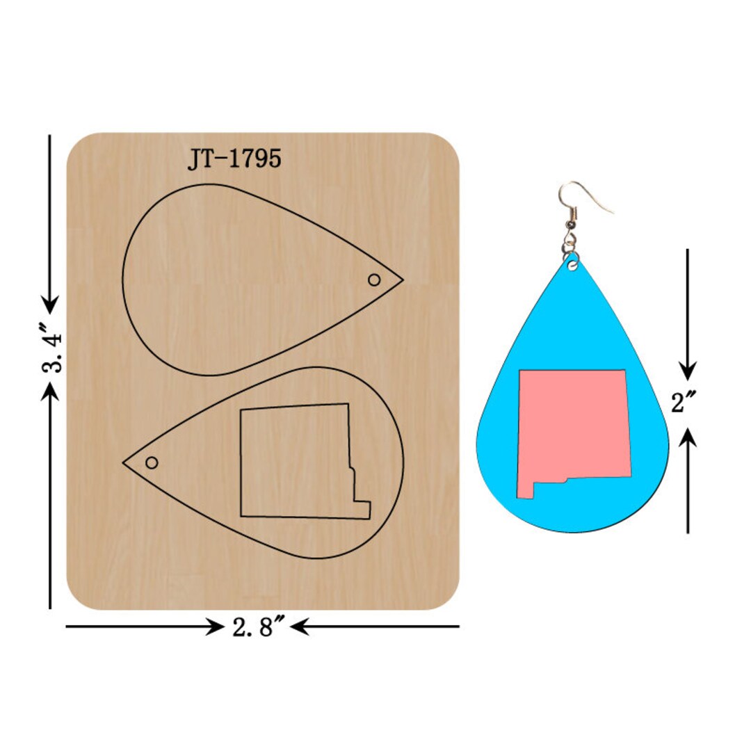 Leather Earring Cutting Die, 2 INCH, New Mexico Earring Die, New Mexico ...