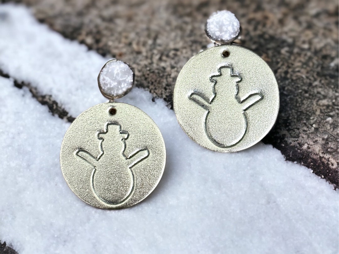 Cut & Emboss Leather Earring Die, 1.5 INCH, Embossed Snowman Earring ...
