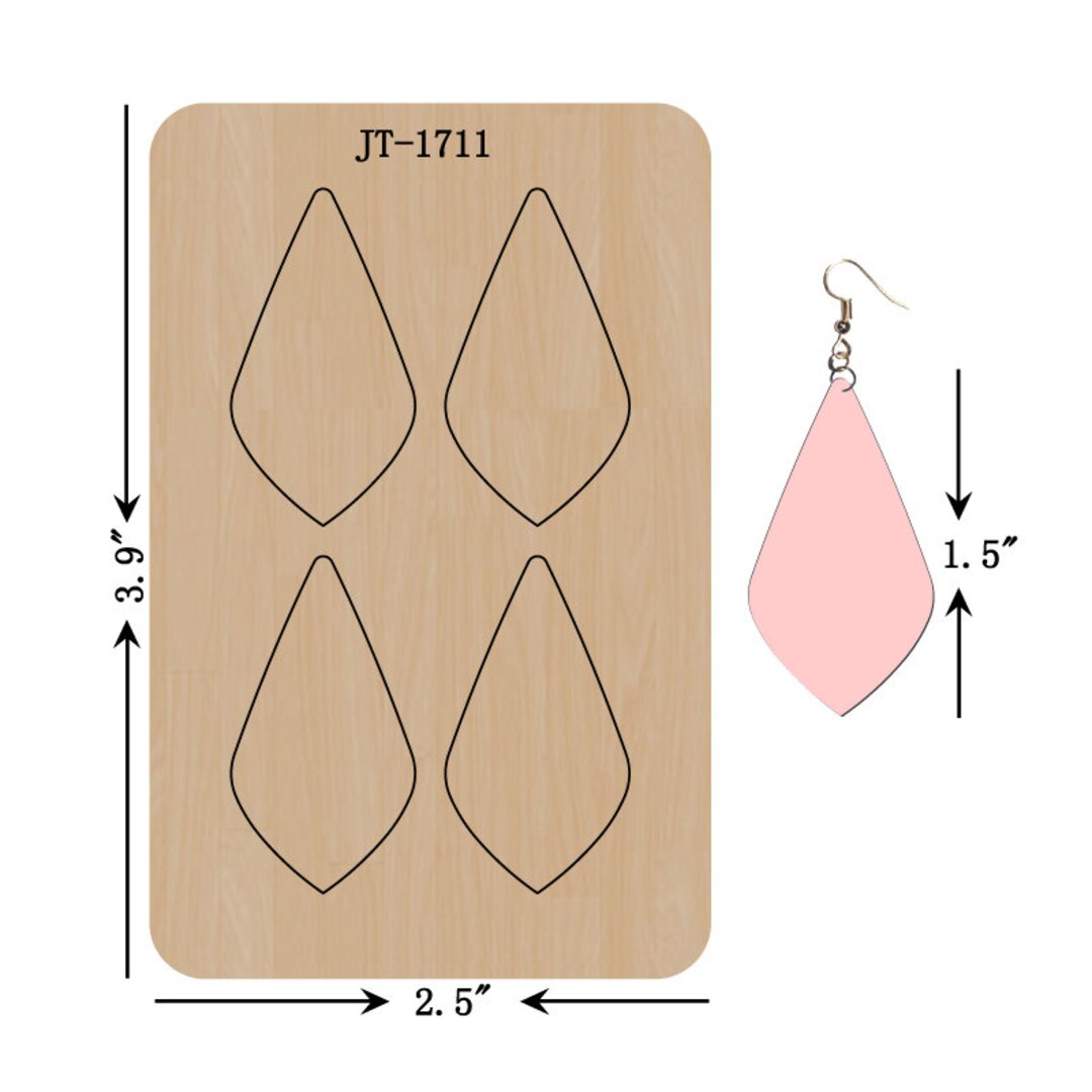 Leather Earring Cutting Die,1.5 INCH, Curve Teardrop Earring Die, Small ...