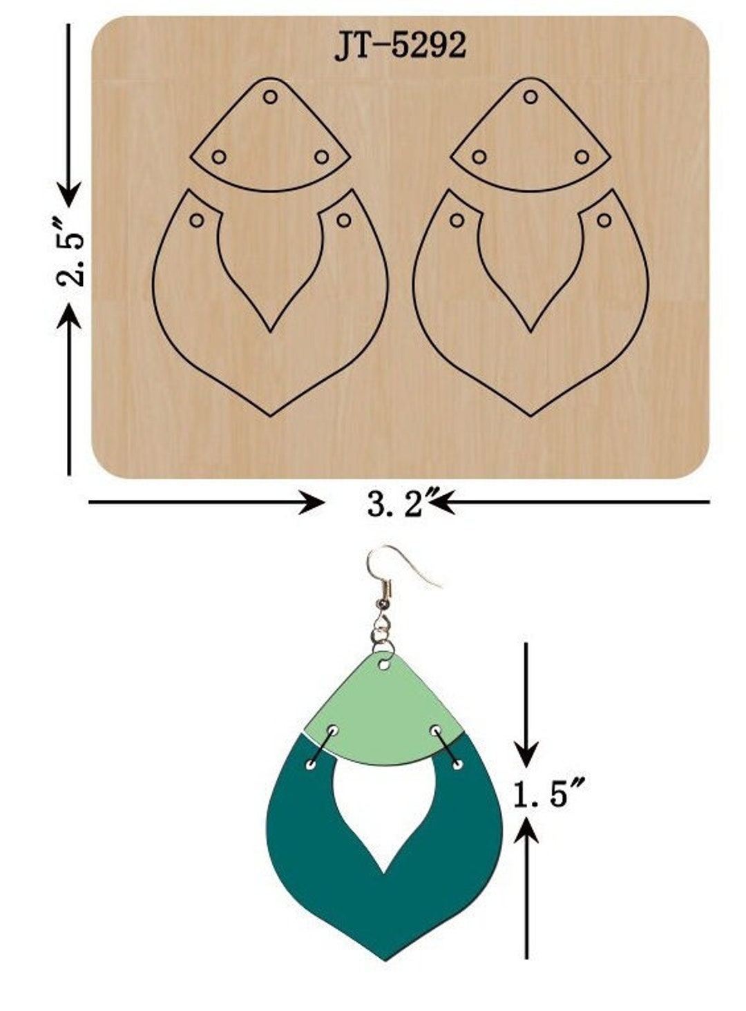 Leather Earring Cutting Die, 1.5 INCH, Split Teardrop Earring Die ...