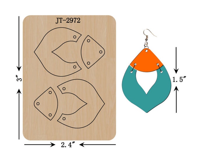 Leather Earring Cutting Die, 1.5 INCH, Open Teardrop Earring Die, Split ...