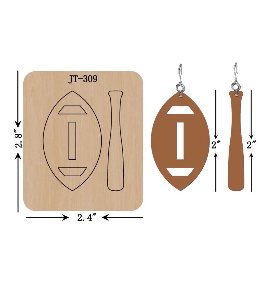 Leather Earring Cutting Die,2-inch, Football, Baseball Bat Earring Die ...