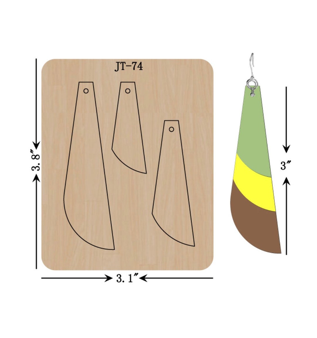 Leather Earring Cutting Die, 3 INCH, Stacked Bar Earring, Bar Earring ...