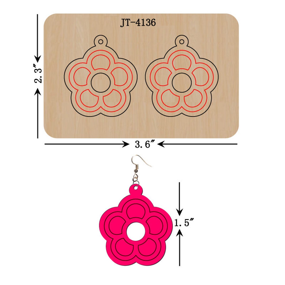 Cut & Emboss Leather Earring Die, 1.5 INCH, Embossed Flower Earring Die ...