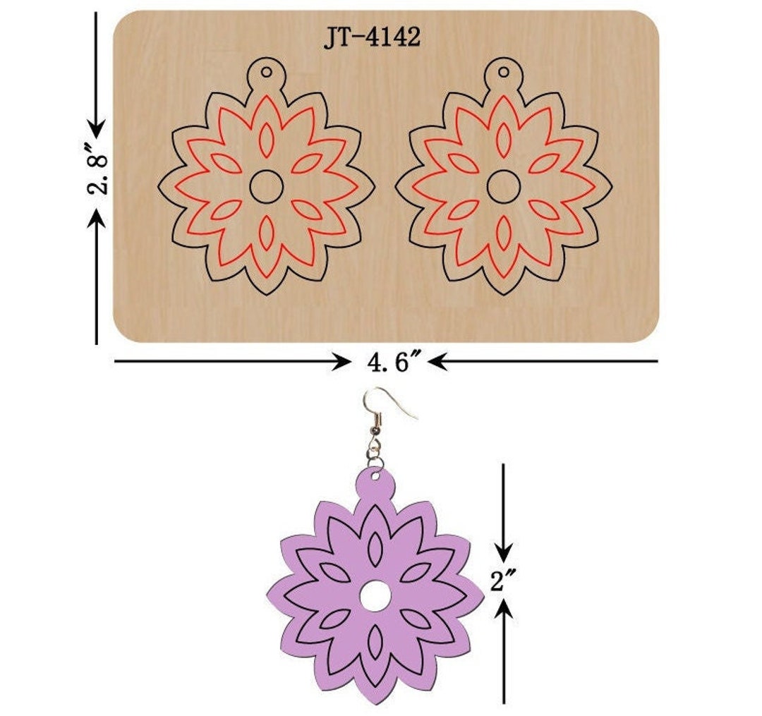 Embossed Flower Leather Earring Die, 2-inch, Sizzix Compatible, JT4142 ...