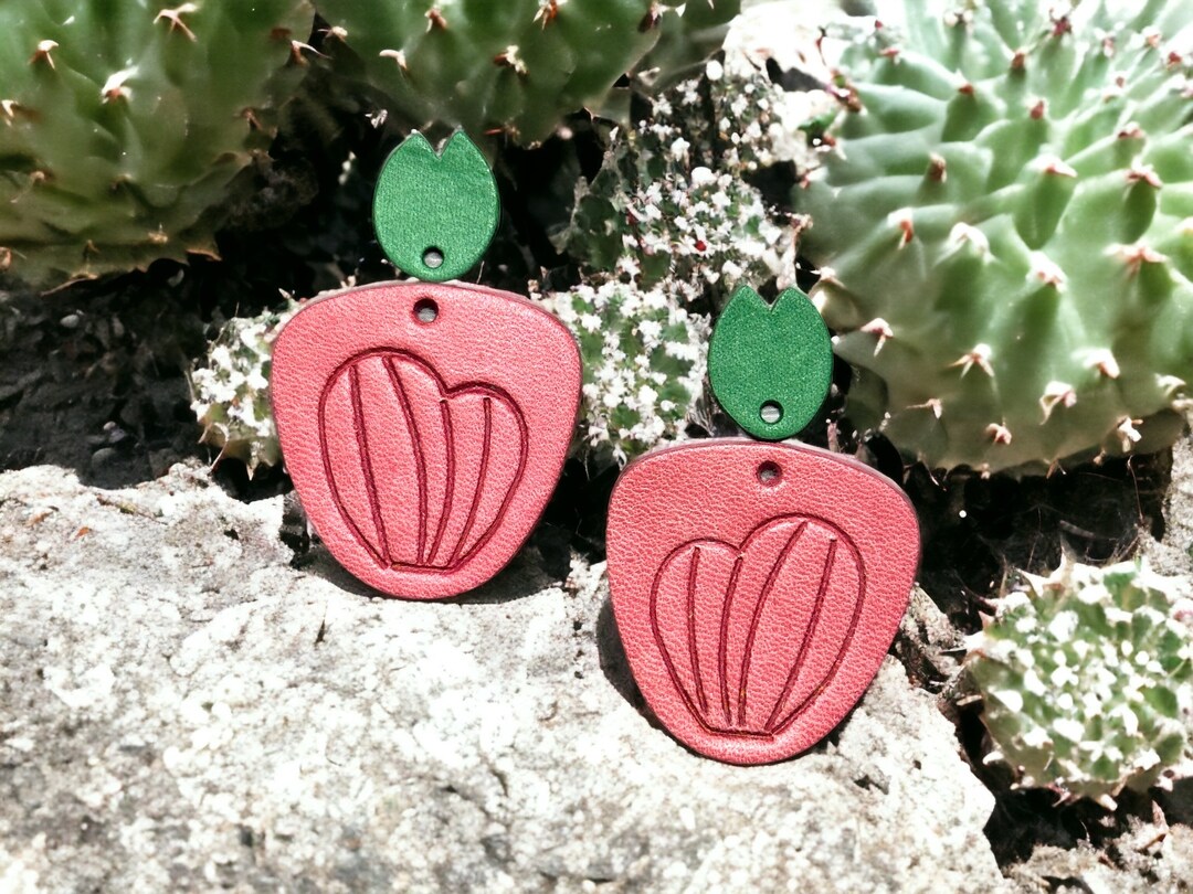 Cut & Emboss Leather Earring Die, 2 INCH, Embossed Cactus Bloom Earring ...