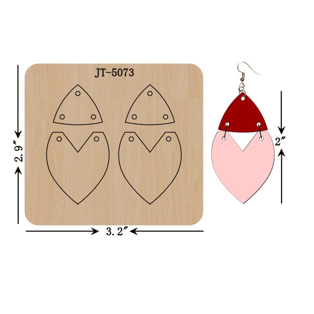Leather Earring Cutting Die, 2 INCH, Split Pointed Teardrop Earring Die ...