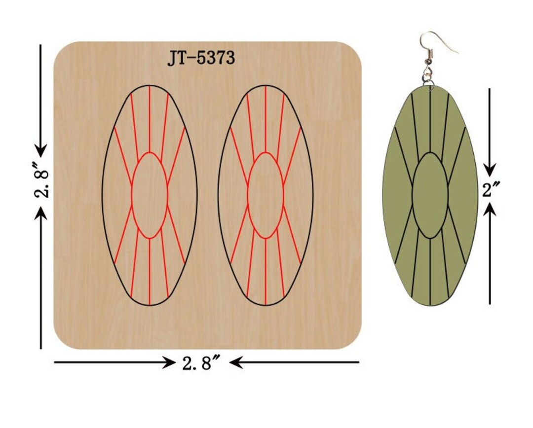 Embossed Abstract Oval Leather Earring Die, 2 Inch, Sizzix Compatible ...