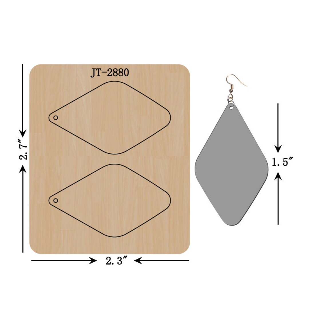 Leather Earring Cutting Die, 1.5 INCH, Curve Teardrop Earring Die ...