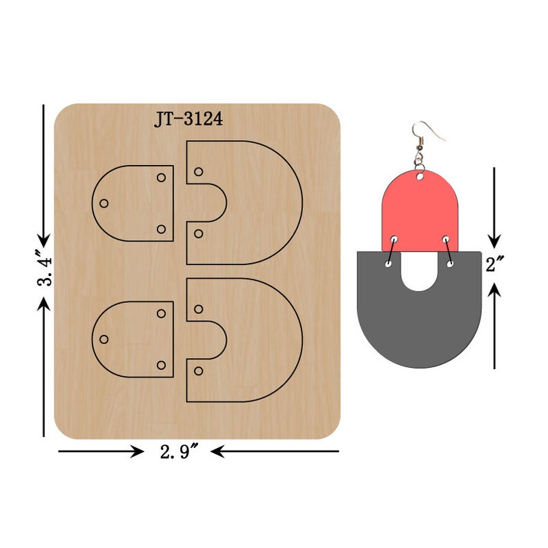 Leather Earring Cutting Die 2 INCH Half Oval Earring Die - Etsy