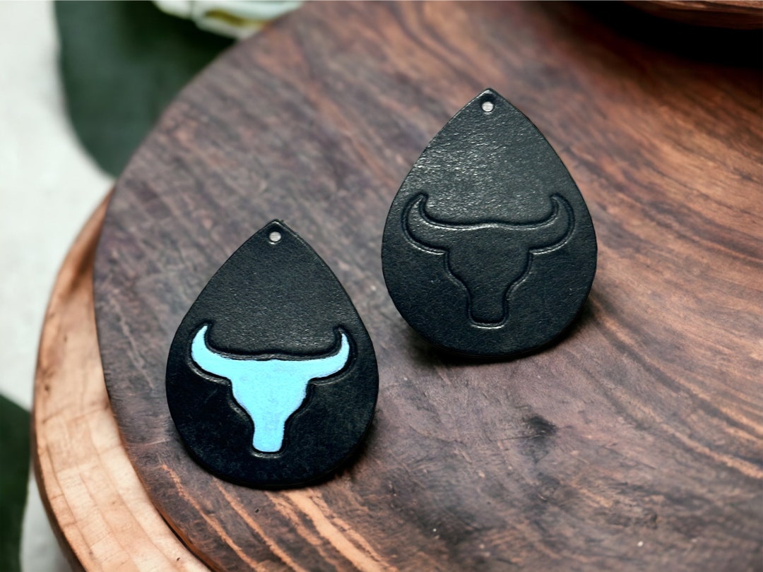 Cut & Emboss Leather Earring Die, 2 INCH, Embossed Cow Bull Head ...