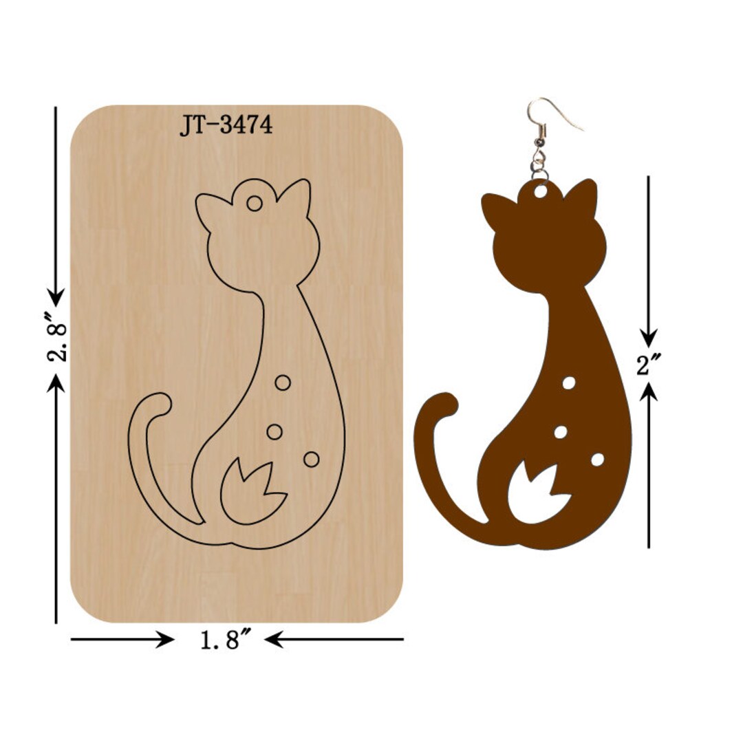 Leather Earring Cutting Die, 2 INCH, Cat Earring Die, Sizzix Compatible ...