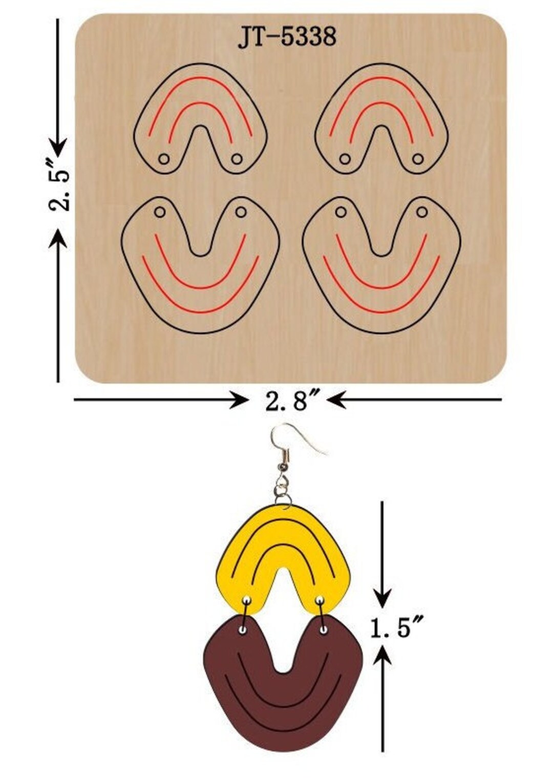 Embossed Arch Leather Earring Die, 1.5-inch, Sizzix Compatible, JT5338 ...