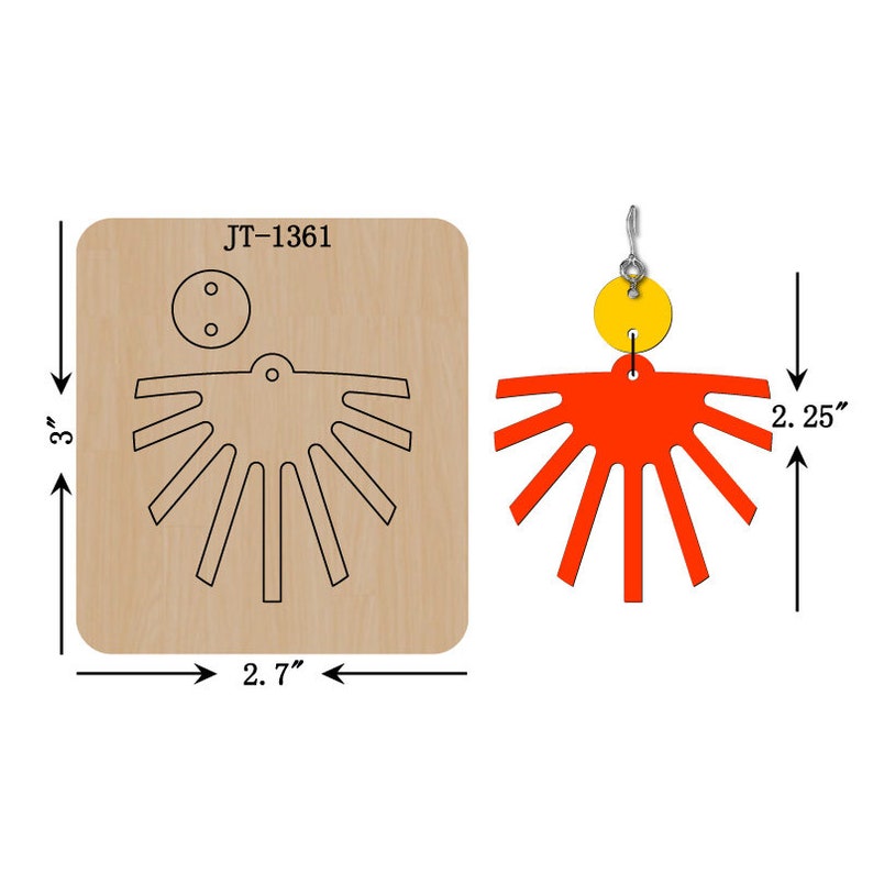 Leather Earring Cutting Die 2.25 INCH Half Sunray Earring - Etsy