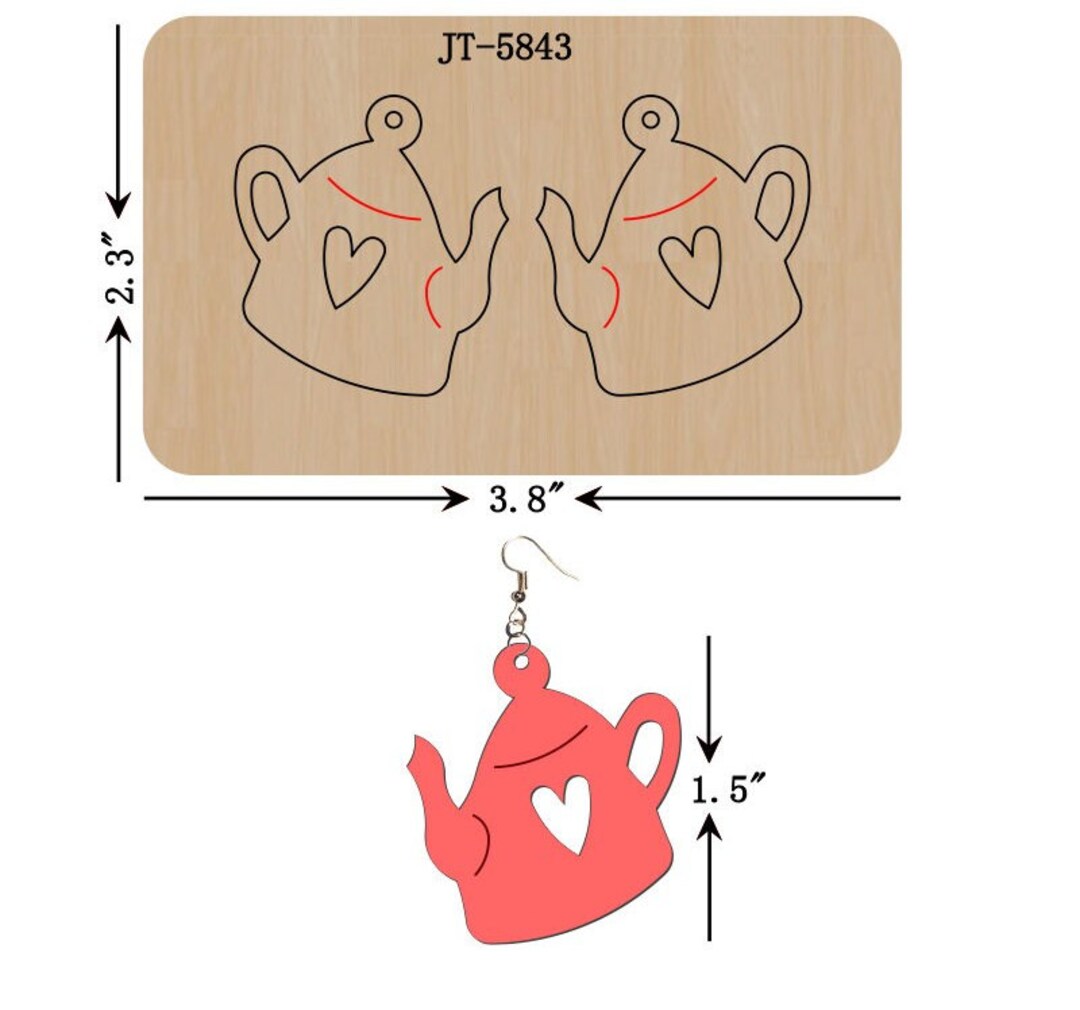 Cut and Emboss Leather Earring Cutting Die, 1.5 INCH, Embossed Teapot ...