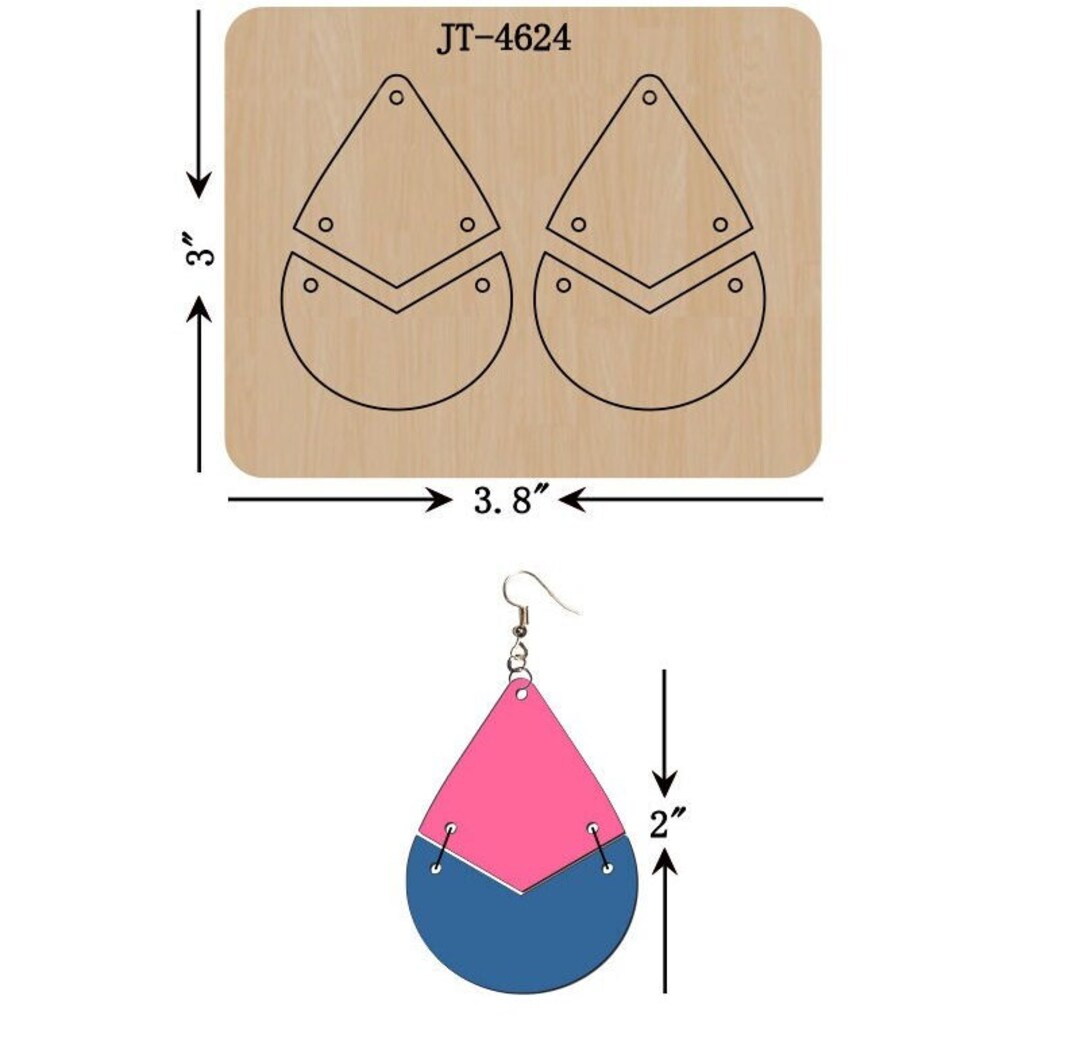 Leather Earring Cutting Die, 2 INCH, Split Teardrop Earring Die, Orange ...