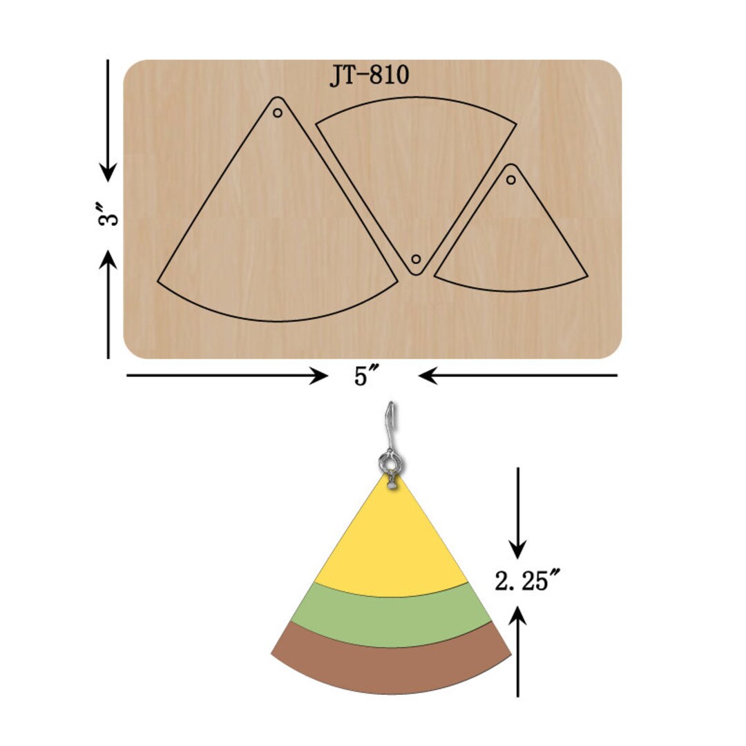 Leather Earring Cutting Die, 2.25 INCH, Stacked Fan Shape Earring Die ...