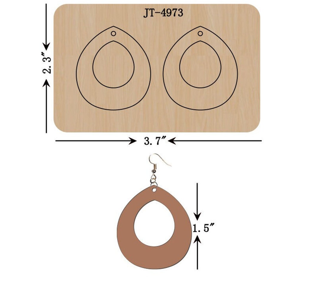 Leather Earring Cutting Die, 1.5 INCH, Small Pointed Open Teardrop ...