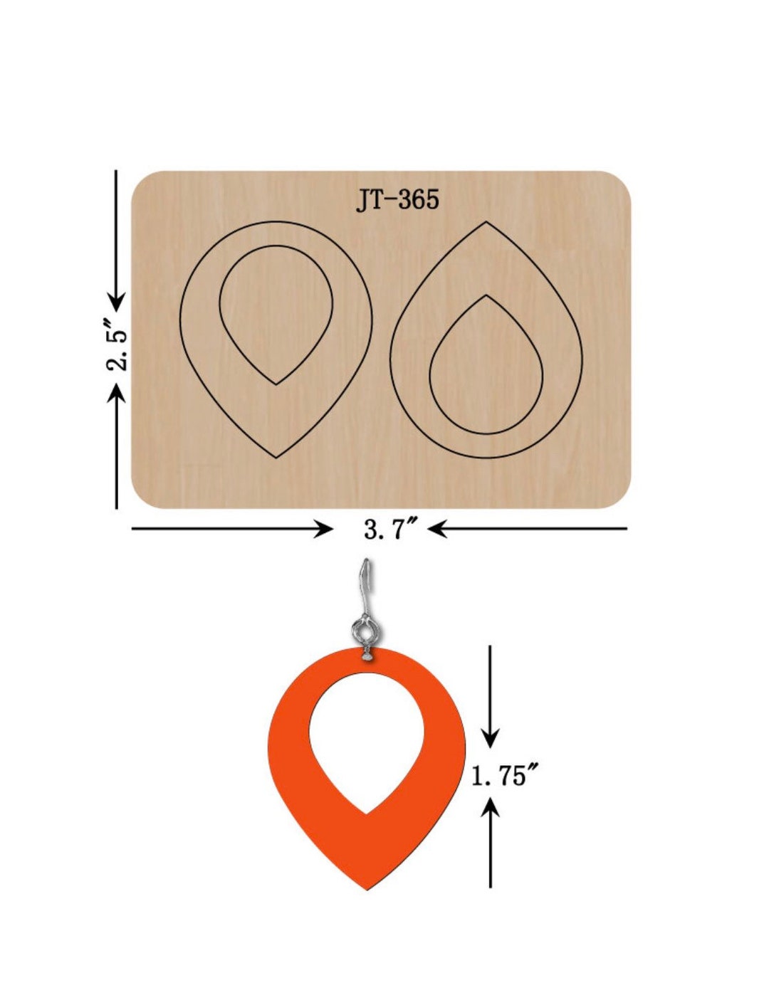 Leather Earring Cutting Die,1.75 INCH, Small Open Teardrop Earring Die ...