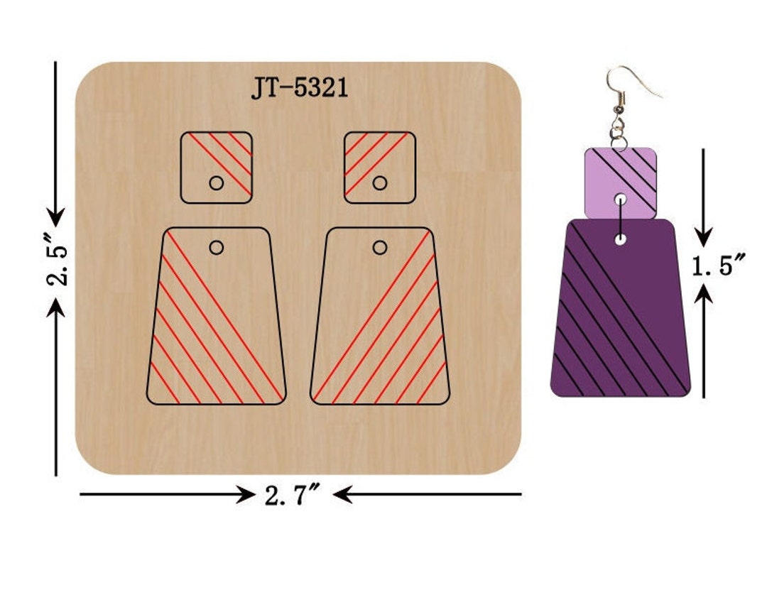 Embossed Bar Leather Earring Die, 1.5-inch, Sizzix Compatible, JT5321 ...