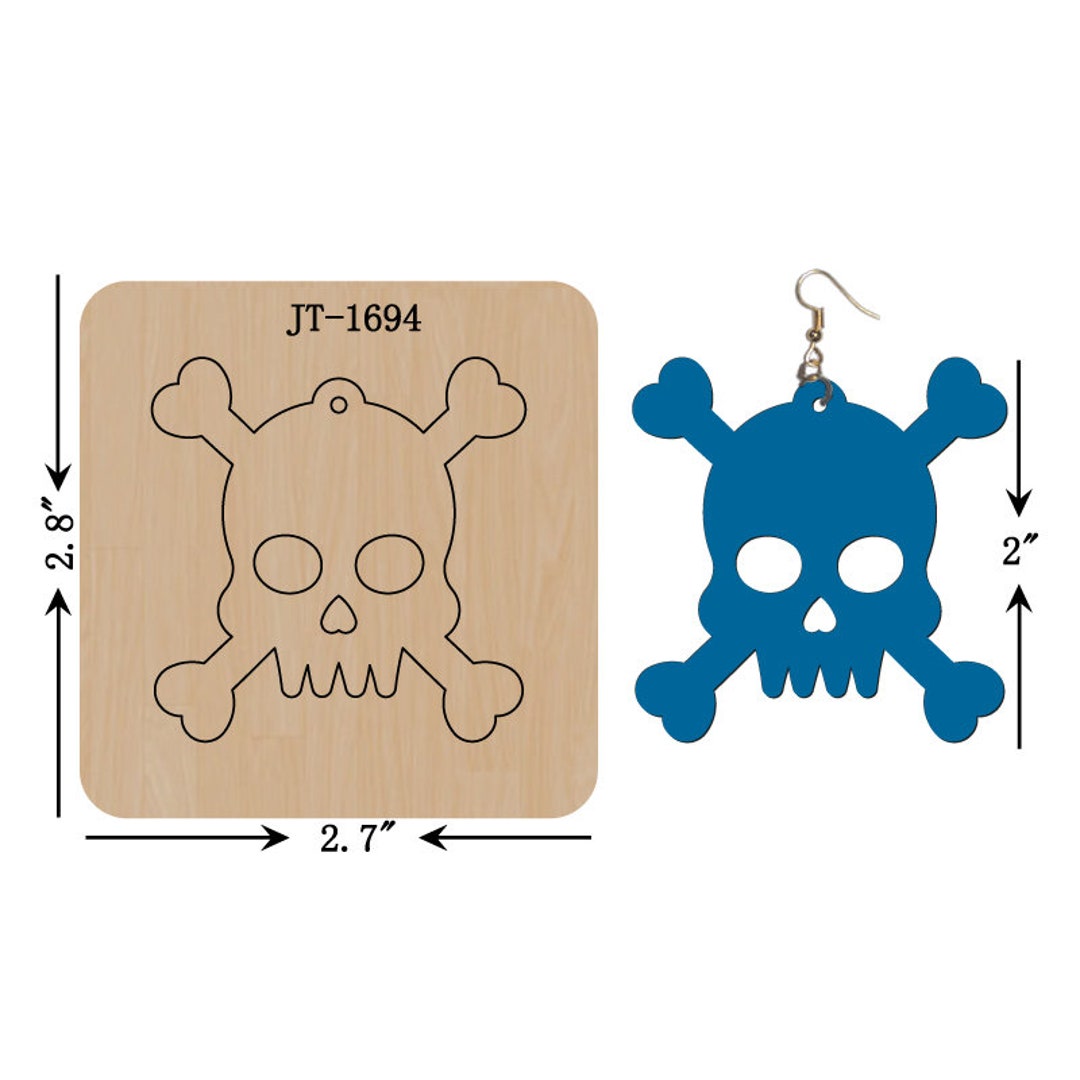 Leather Earring Cutting Die, 2 INCH, Skull Earring Die, Sizzix ...
