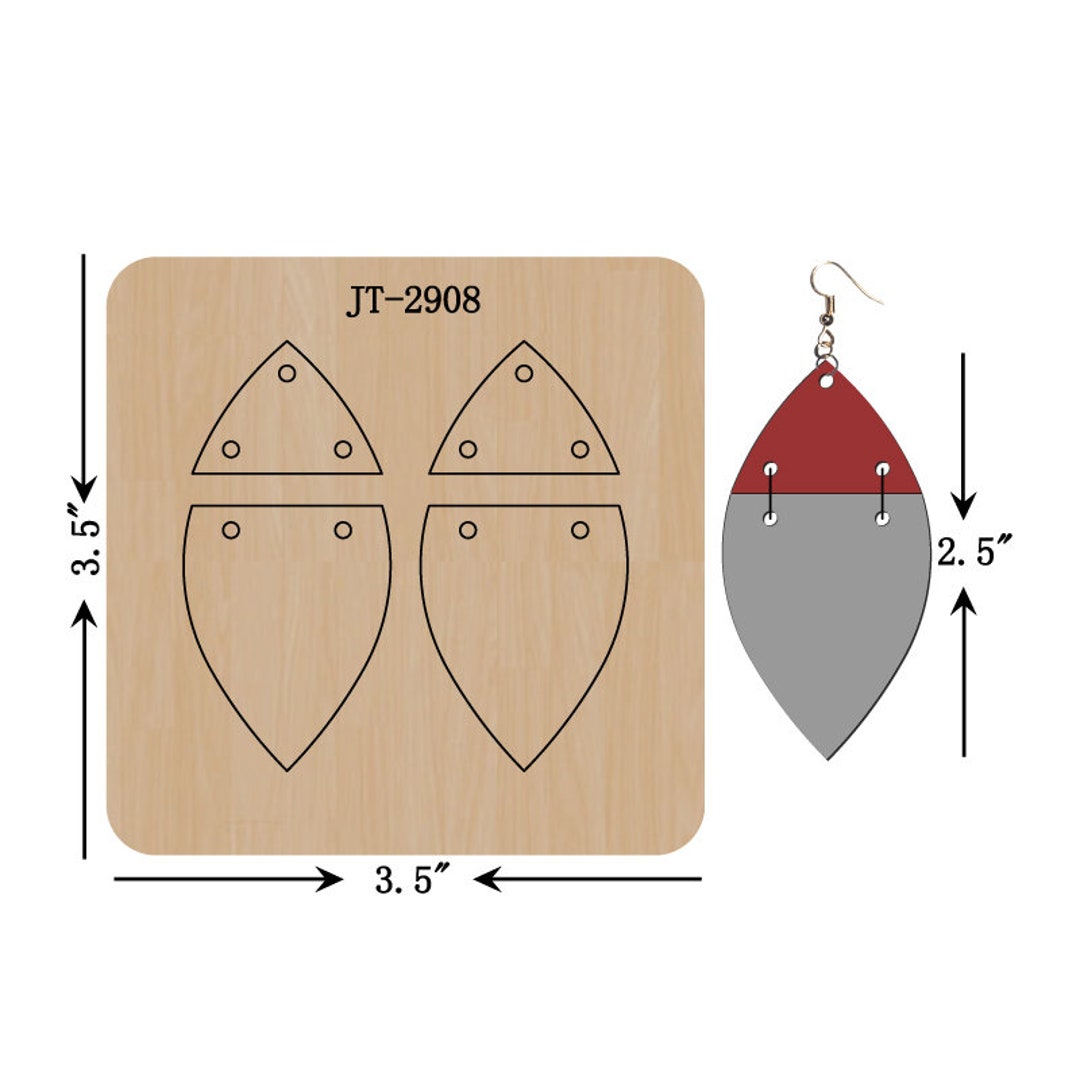 Leather Earring Cutting Die, 2.5 INCH, Split Pointed Teardrop Earring ...