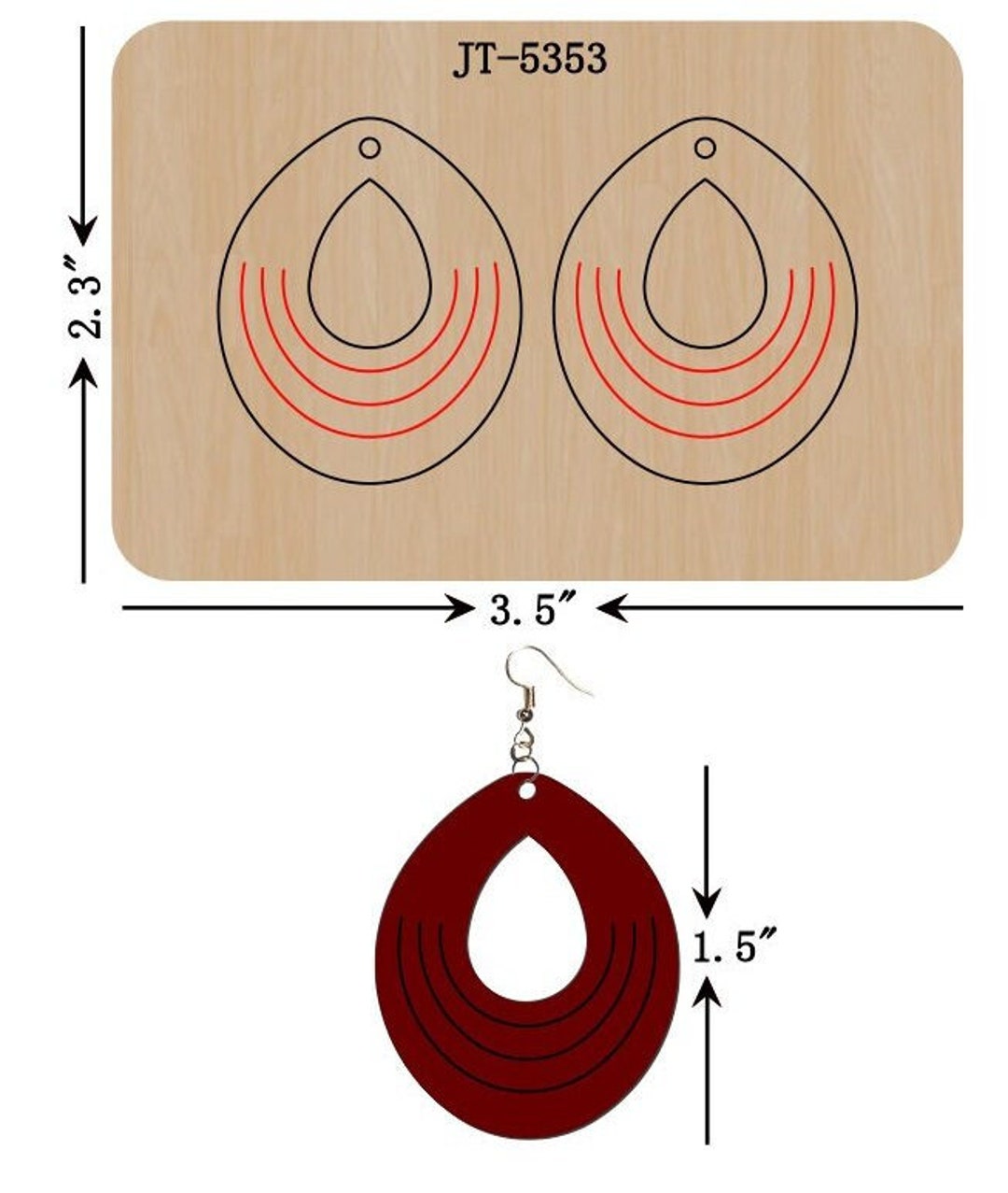 Cut and Emboss Leather Earring Cutting Die, 1.5 INCH, Embossed Open ...