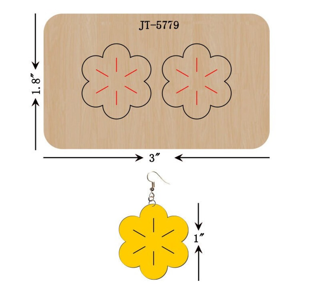 Cut & Emboss Leather Earring Die, 1 INCH, Embossed Flower Earring Die ...