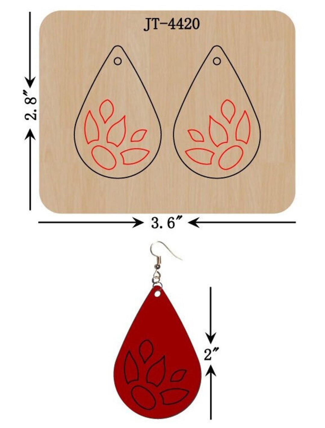 Cut & Emboss Leather Earring Die, 2 INCH, Embossed Sunflower Earring ...