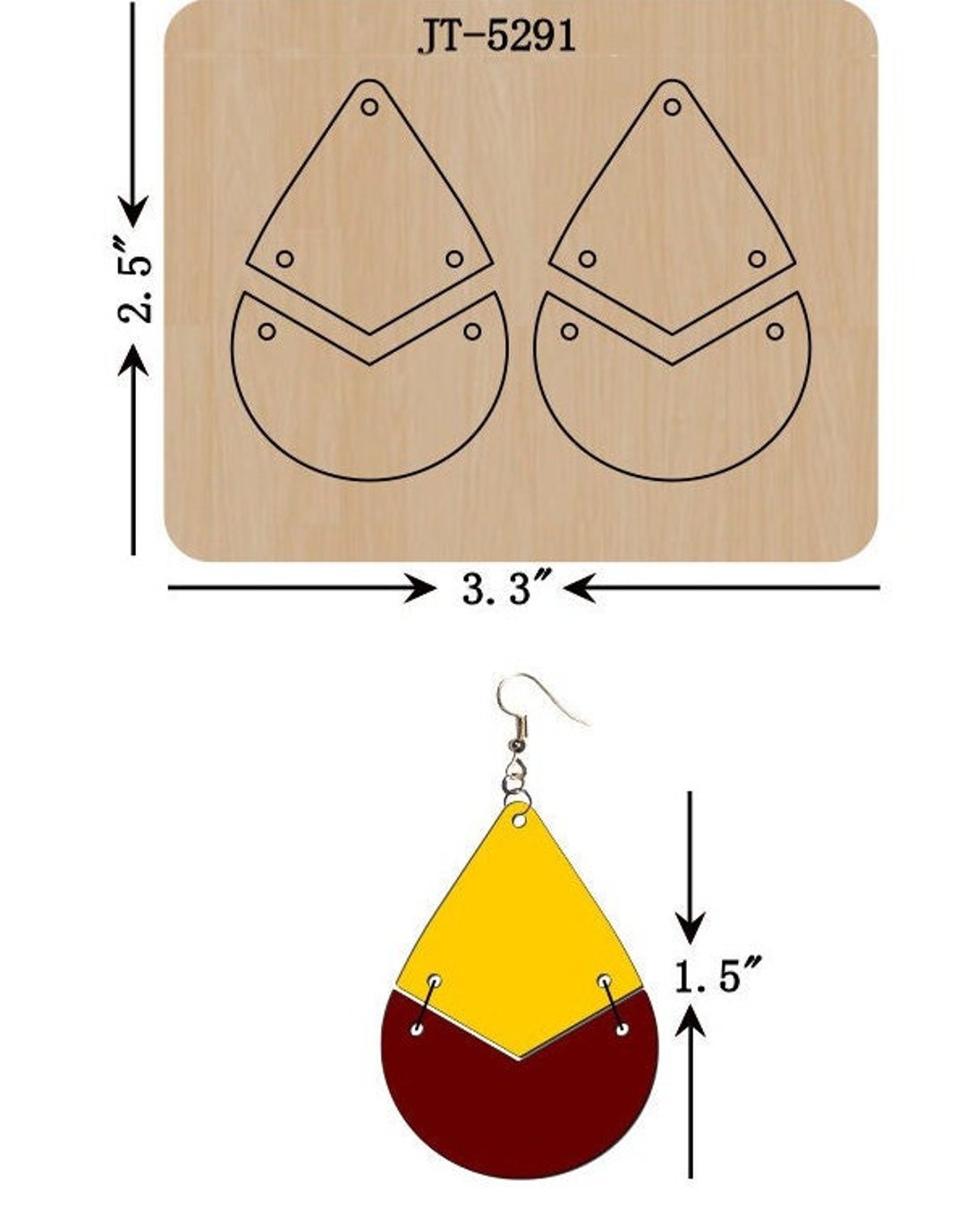 Split Teardrop Leather Earring Die, 1.5-inch, Sizzix Compatible, JT5291 ...