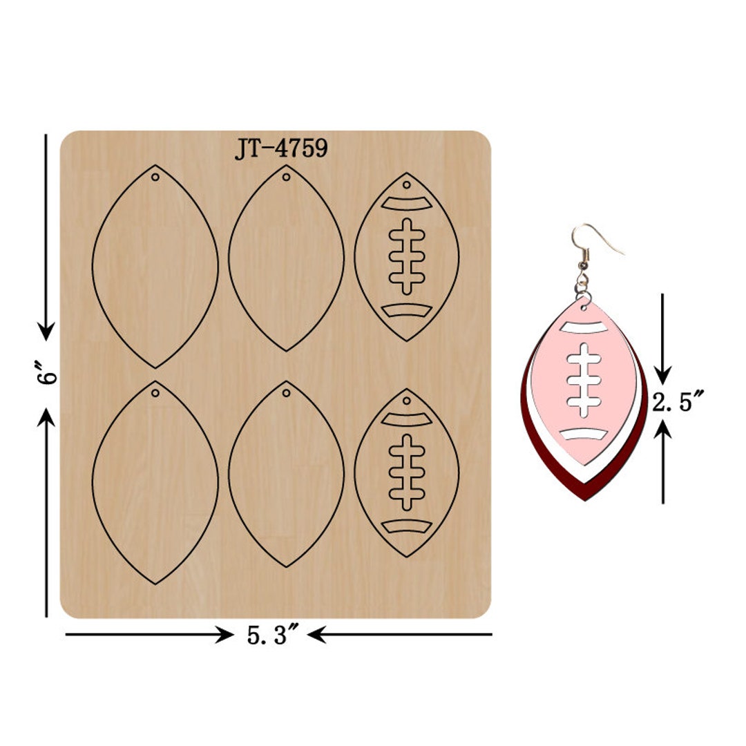 Leather Earring Cutting Die, 2.5 INCH, Football Earring Die, Orange ...