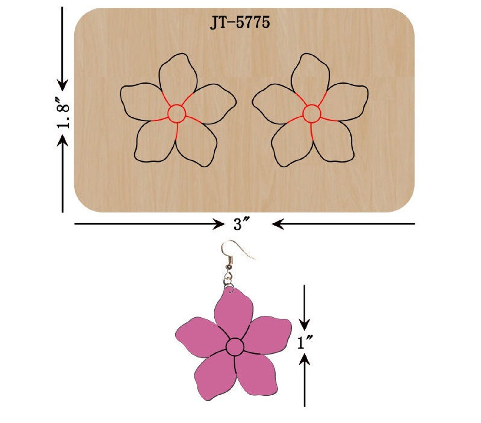 Embossed Flower Leather Earring Die, 1-inch, Sizzix Compatible, JT5775 ...