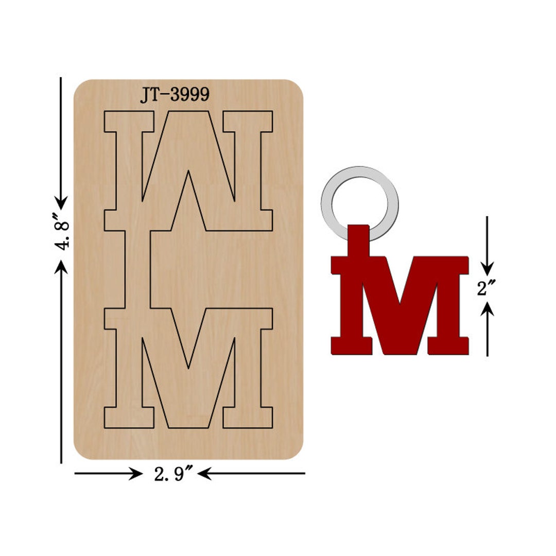 Leather Keychain Cutting Die, 2 INCH, Letter M Keychain, JT3999 - Etsy