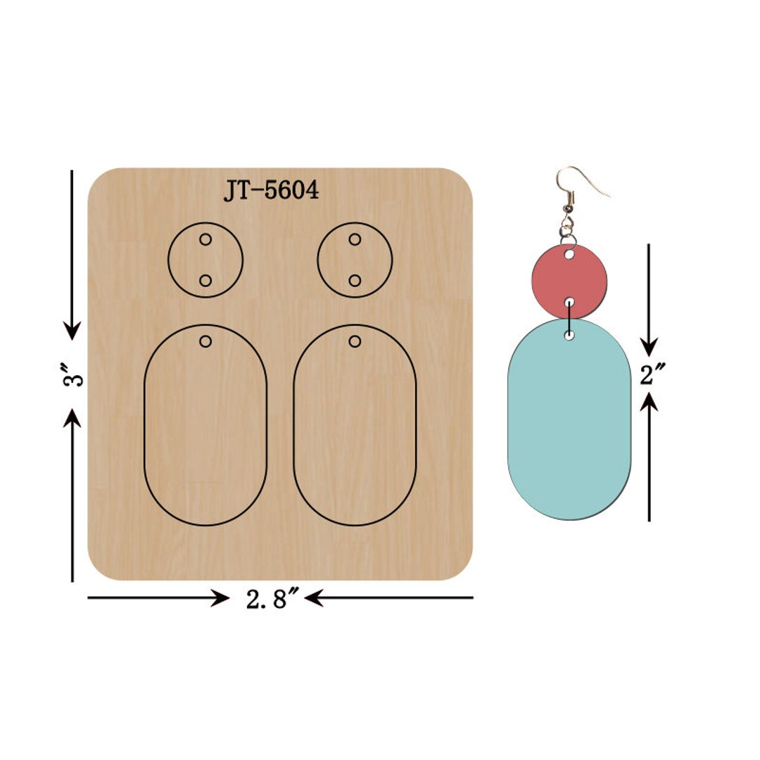 Small Oval Leather Earring Die Cut, 2 INCH, Sizzix Compatible, JT5604 ...