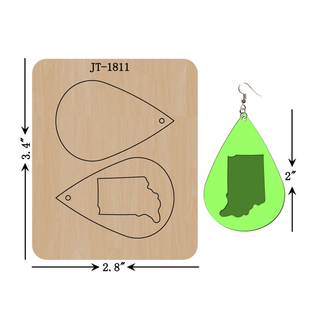 Leather Earring Cutting Die, 2 INCH, Indiana Earring Die, Indiana State ...