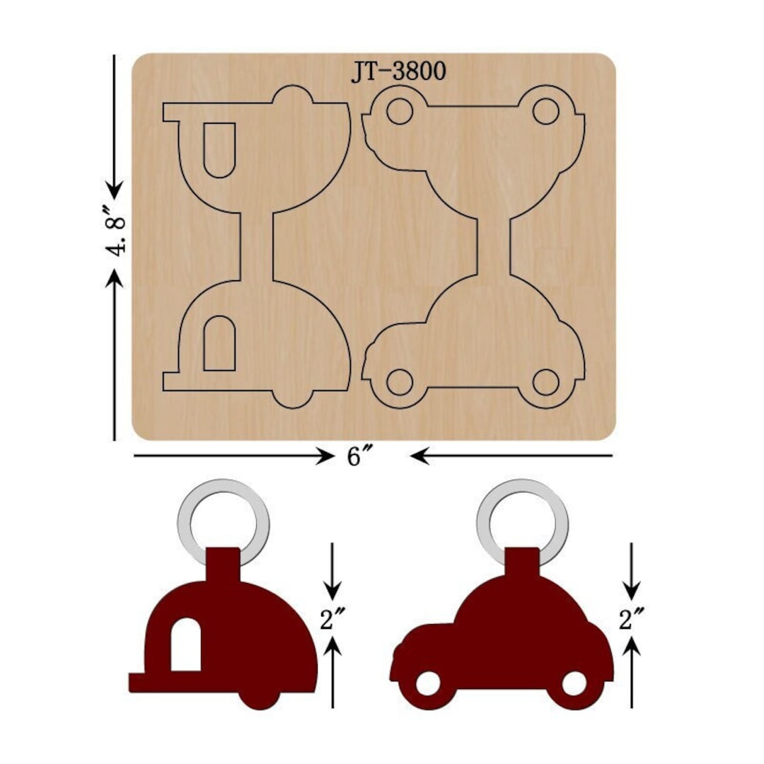 Leathercraft Cutting Die, 2 INCH, Camper Car Keychain Die, Sizzix ...
