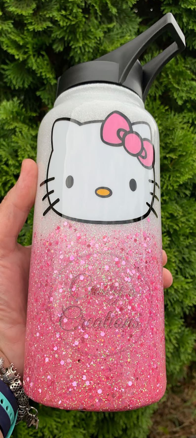 Custom Hello Kitty Inspired Glitter Tumbler | Etsy