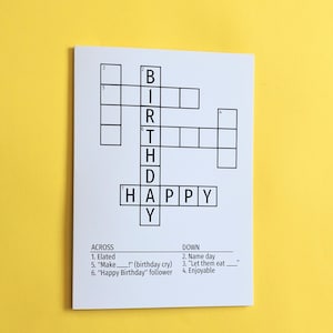 Happy Birthday Crossword Puzzle Greeting Card - Etsy