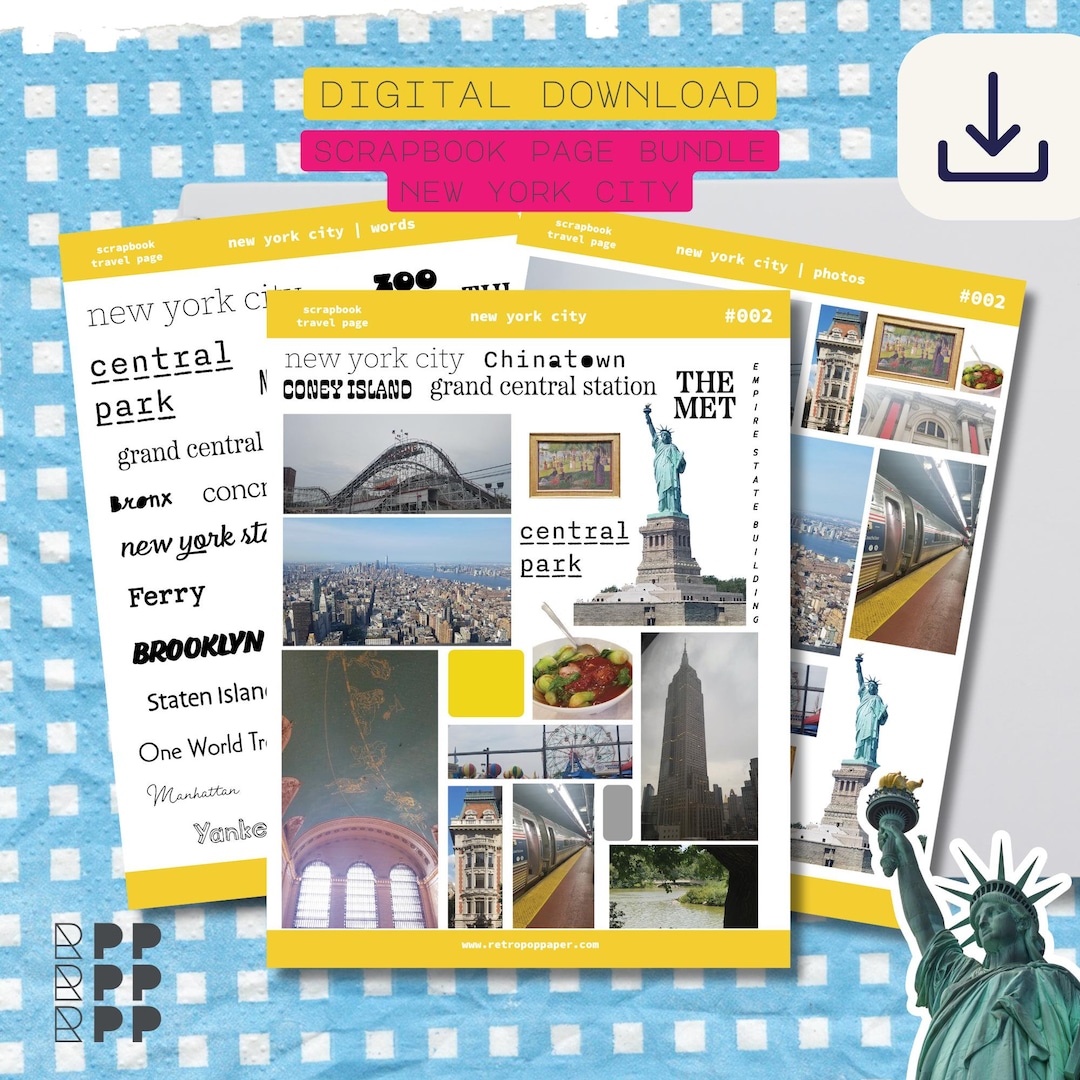 New York City Scrapbook Page Bundle | 3 Digital Download Sheets - Etsy