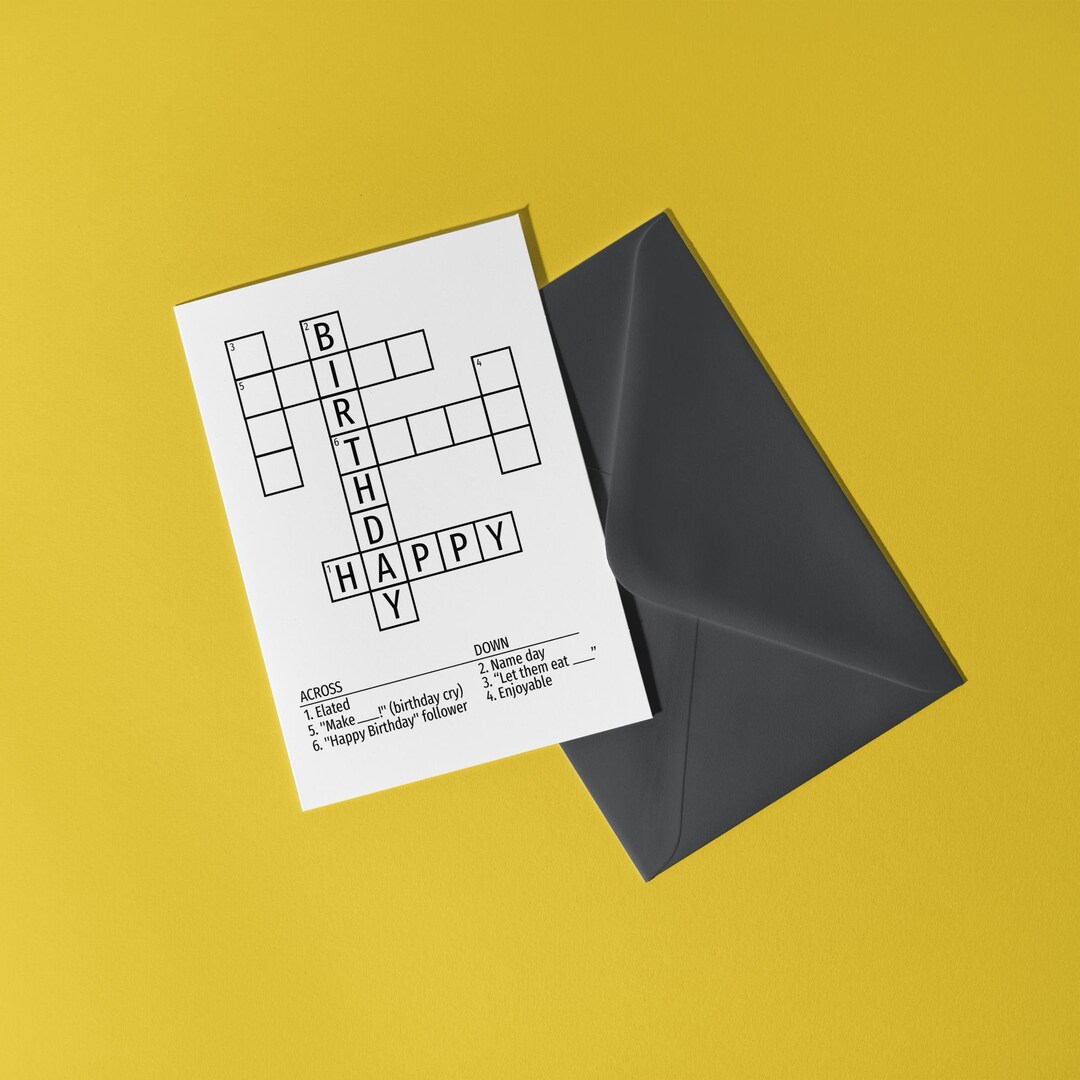 Happy Birthday Crossword Puzzle Greeting Card - Etsy