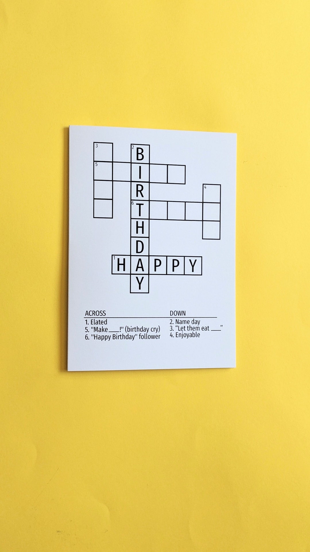 Happy Birthday Crossword Puzzle Greeting Card - Etsy