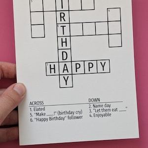 Happy Birthday Crossword Puzzle Greeting Card - Etsy